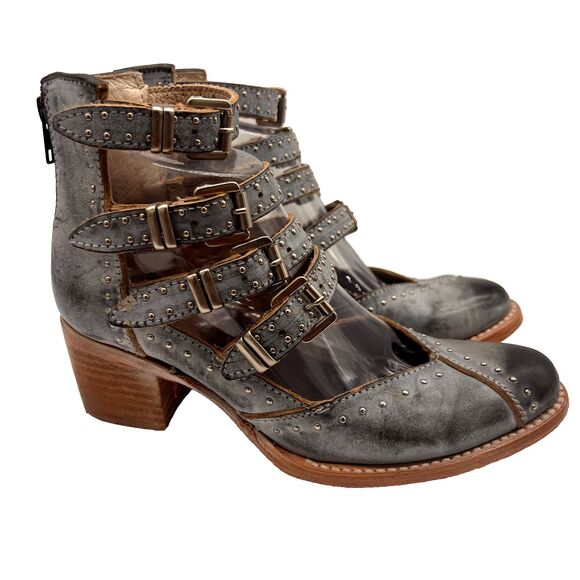 Freebird by Steven | Shoes | Freebird Felicity Size 7 Leather Booties Buckle Gray | Poshmark